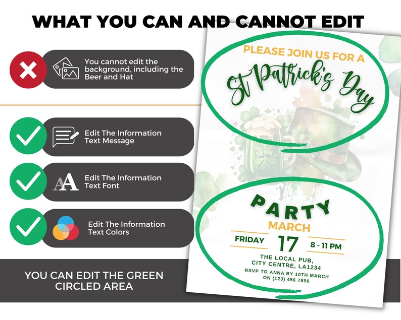 Editable St Patrick's Day Party Invitation, Printable St. Patrick's Day ...