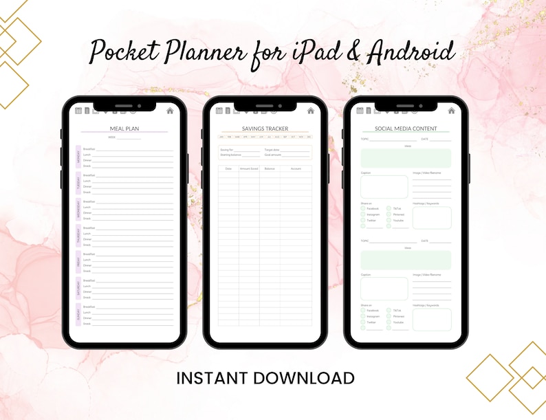 UNDATED Digital Phone Planner Pocket Planner iPhone Android Smartphone ...