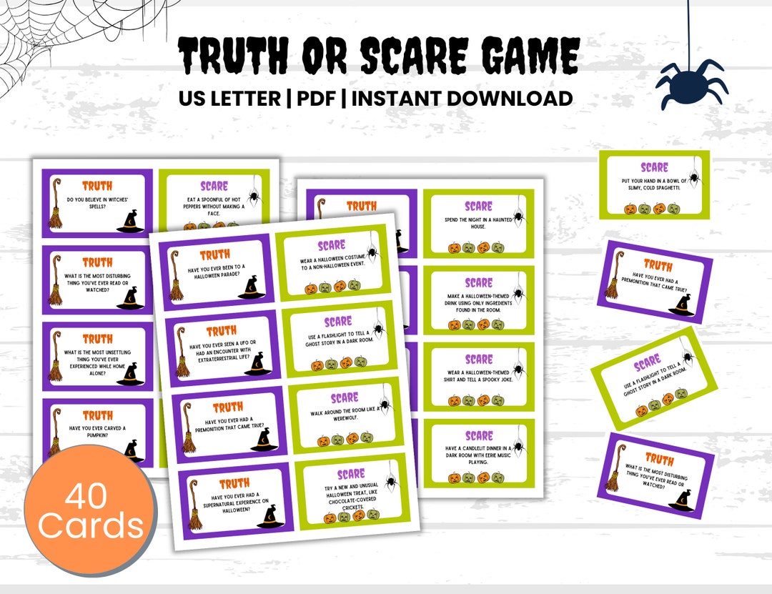 Halloween Truth or Scare Printable | Printable PDF Party Game ...