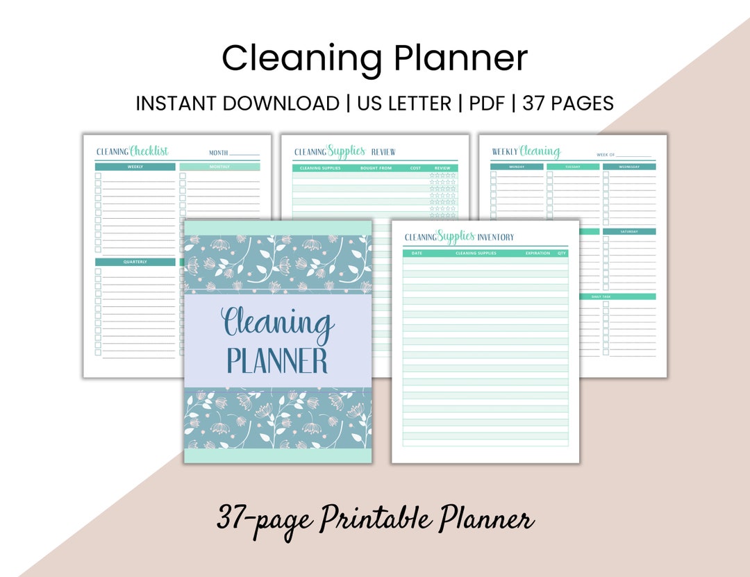 Cleaning Tracker | Printable Cleaning Planner | Daily, Weekly & Monthly ...