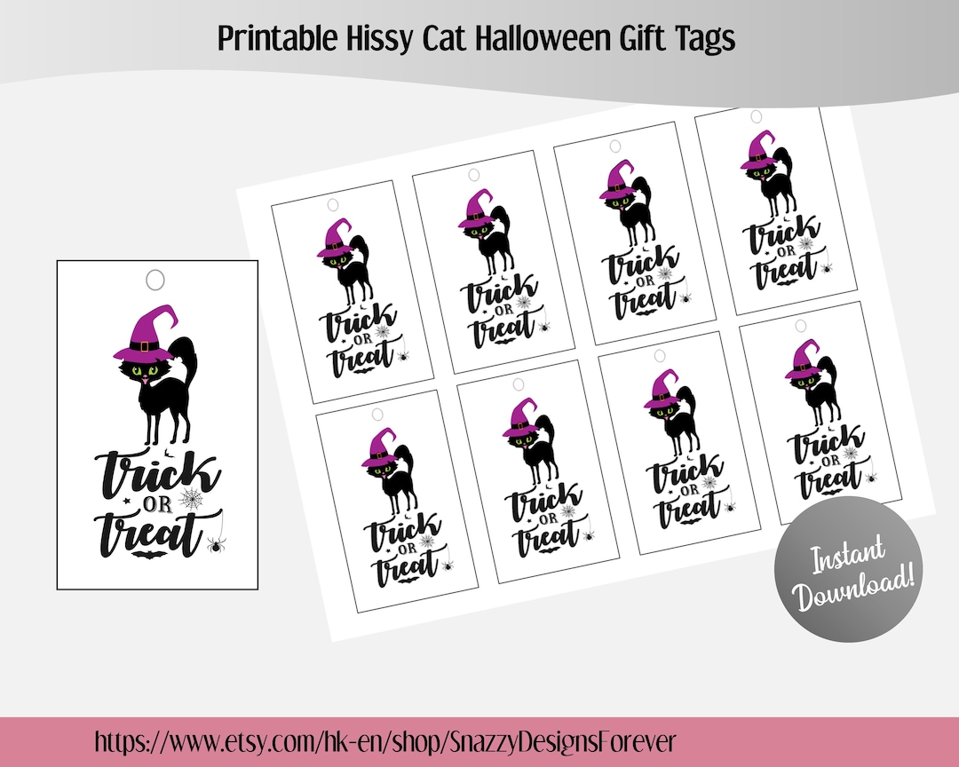 Printable Halloween Party Favor Tags | DIY Gift Tags | Hissing Cat ...