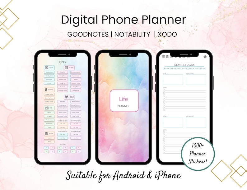 UNDATED Digital Phone Planner Pocket Planner iPhone Android Smartphone ...
