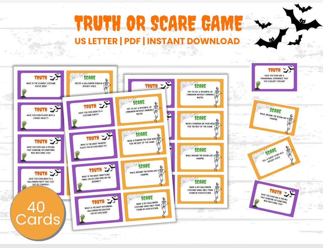 Truth or Scare Printable PDF Halloween Game | Spooky Party Game ...