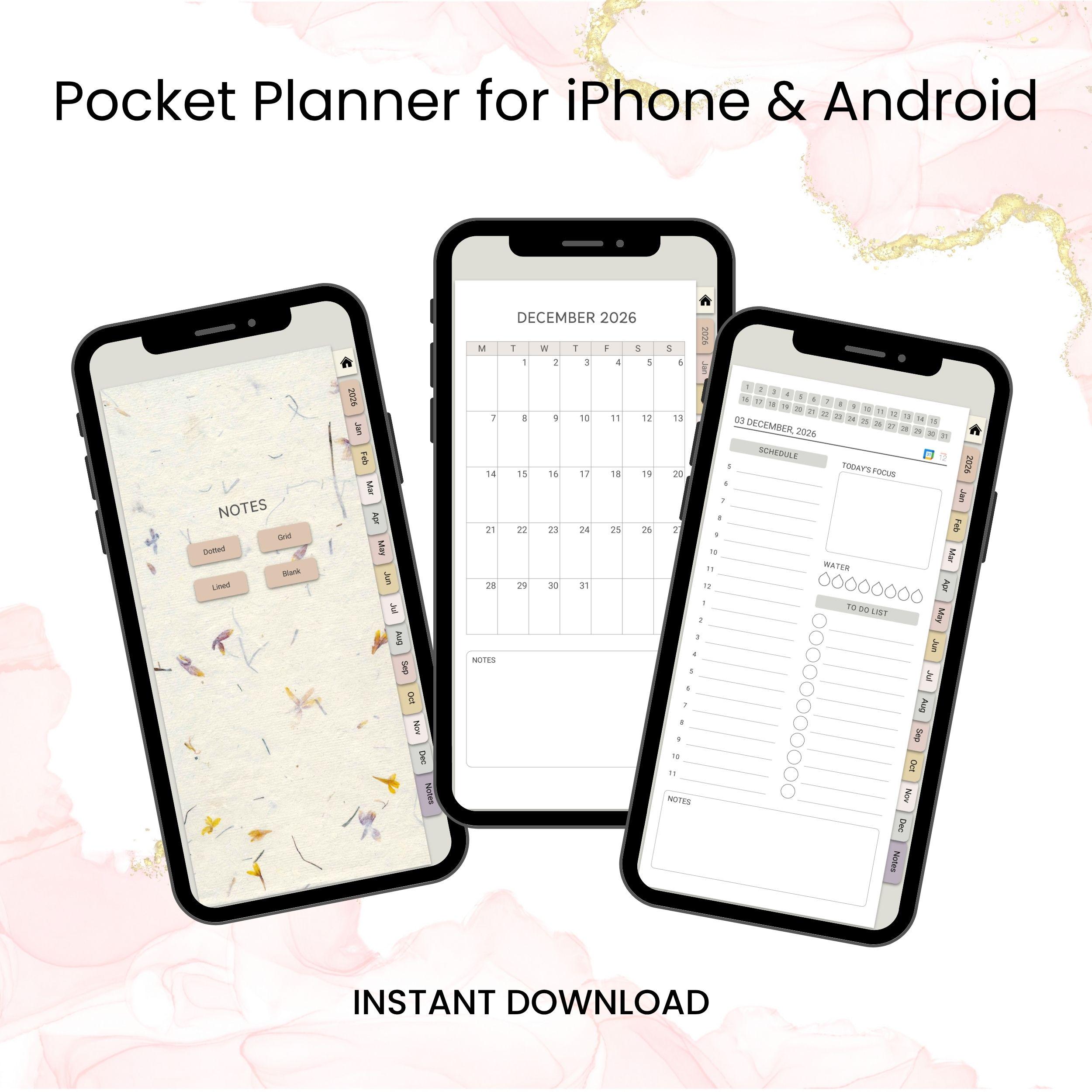 2026 Mobile Smartphone Digital Planner - Monthly, Daily Plan ...