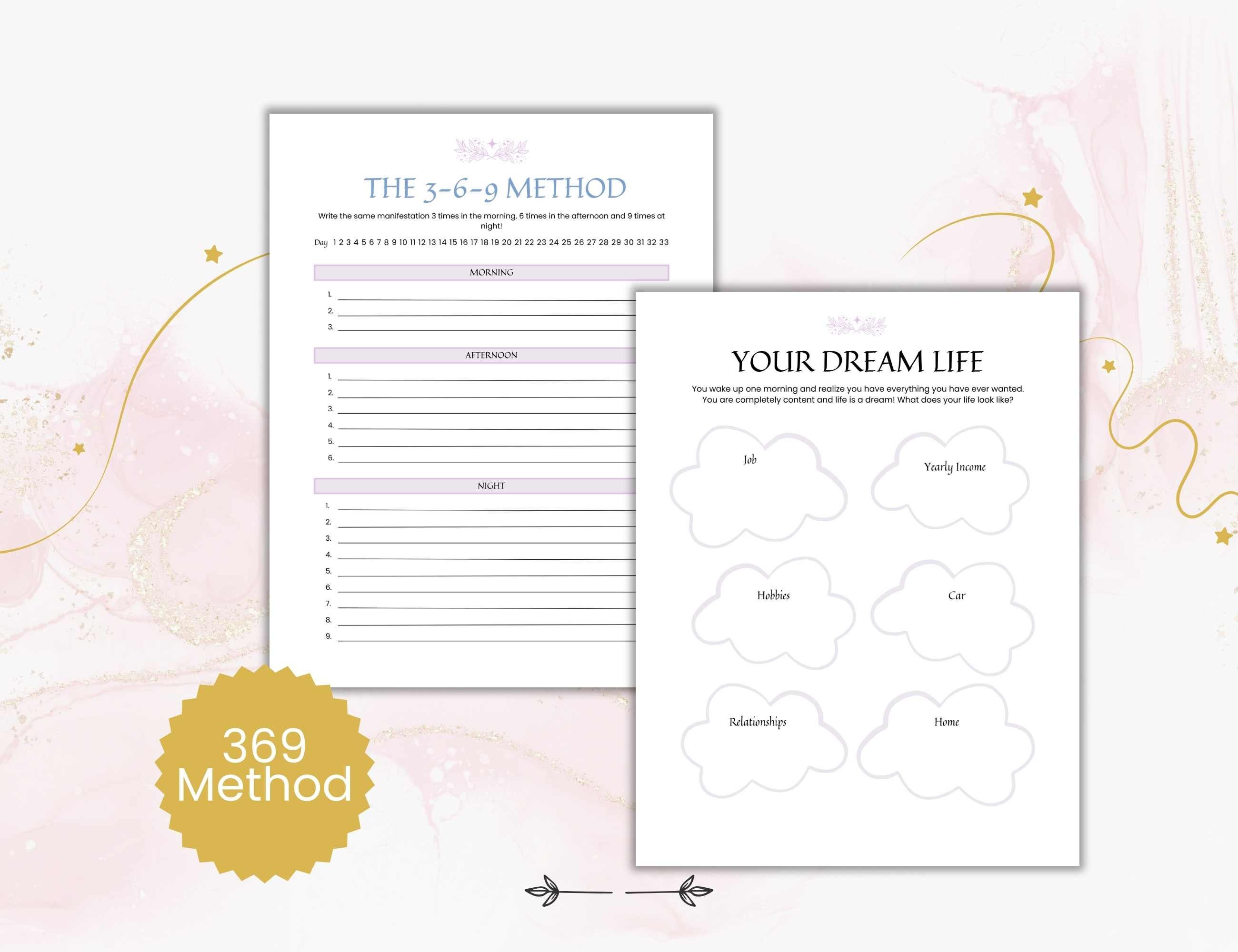 369 Method Manifestation Printable Planner | 369 Manifestation Journal ...