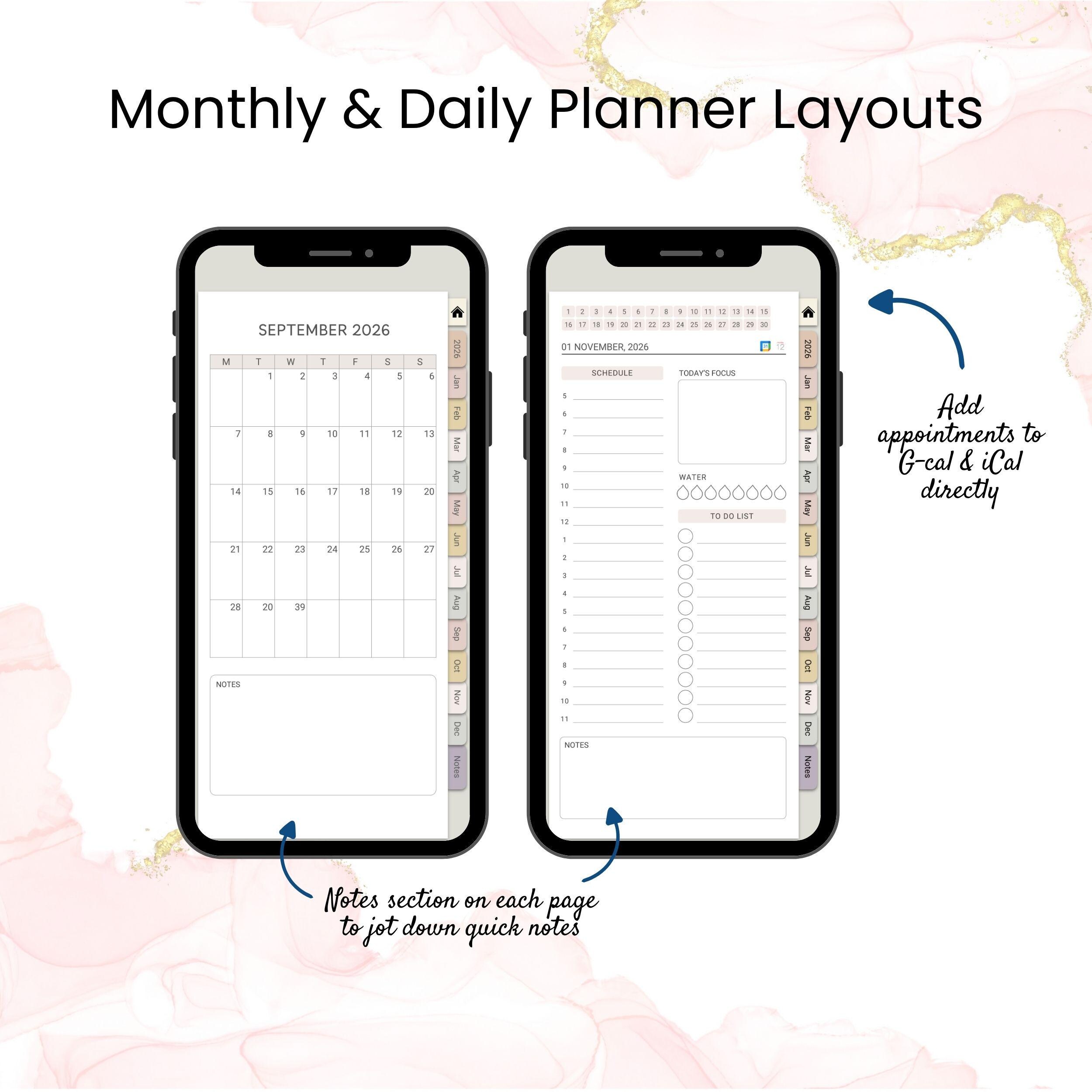 2026 Mobile Smartphone Digital Planner - Monthly, Daily Plan ...