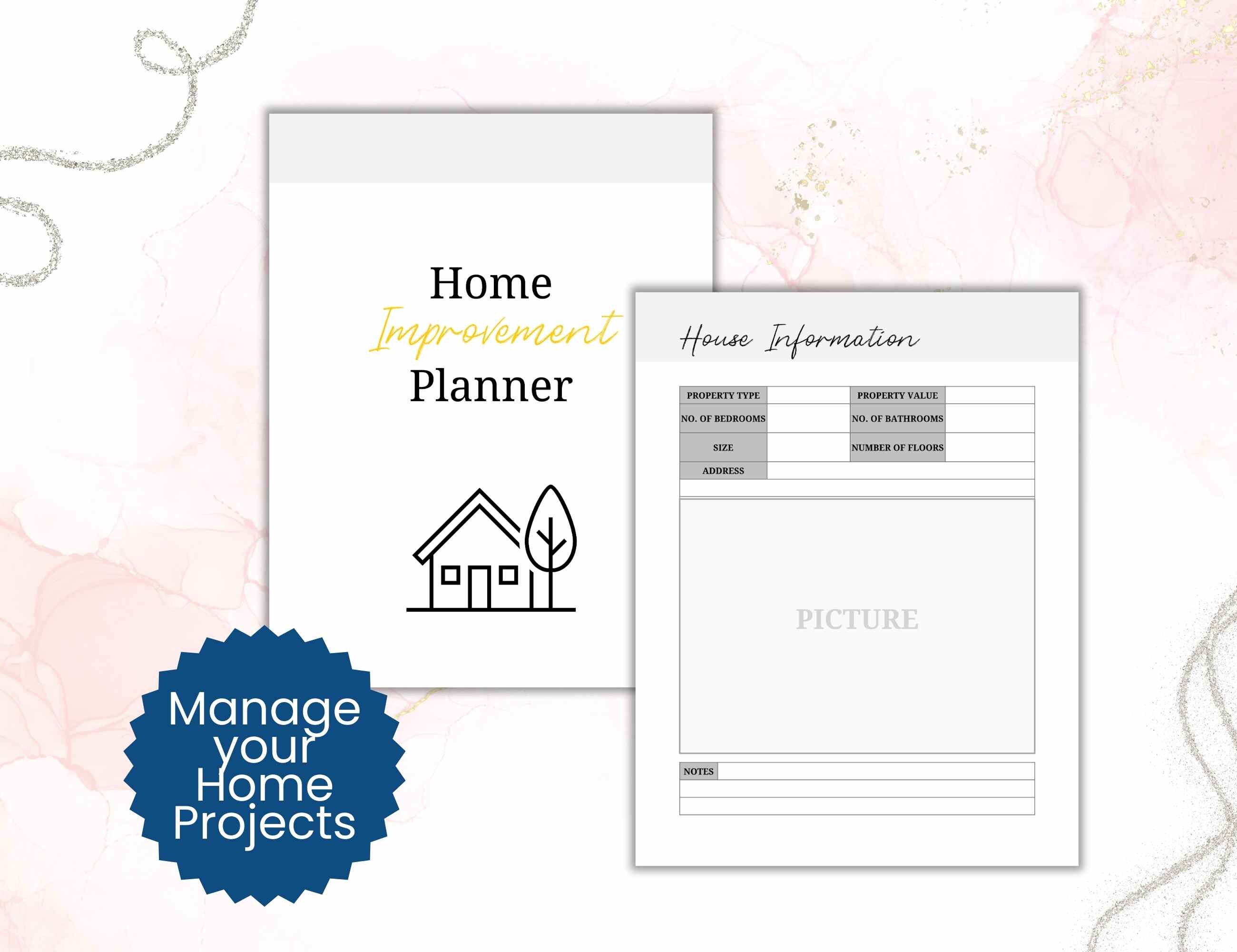 Home Renovation Planner for Home Improvement, Printable Home Project ...