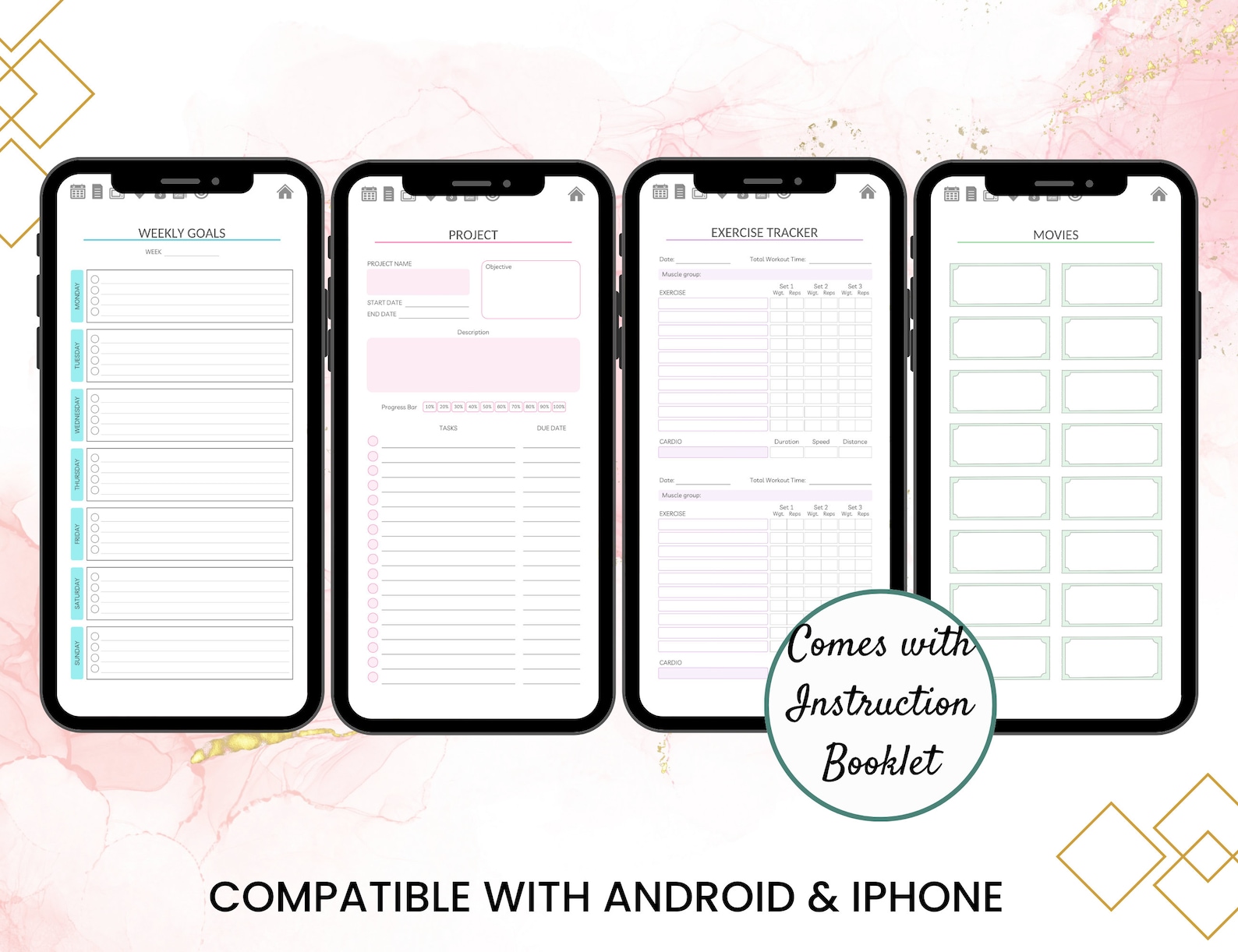 UNDATED Digital Phone Planner Pocket Planner iPhone Android Smartphone ...