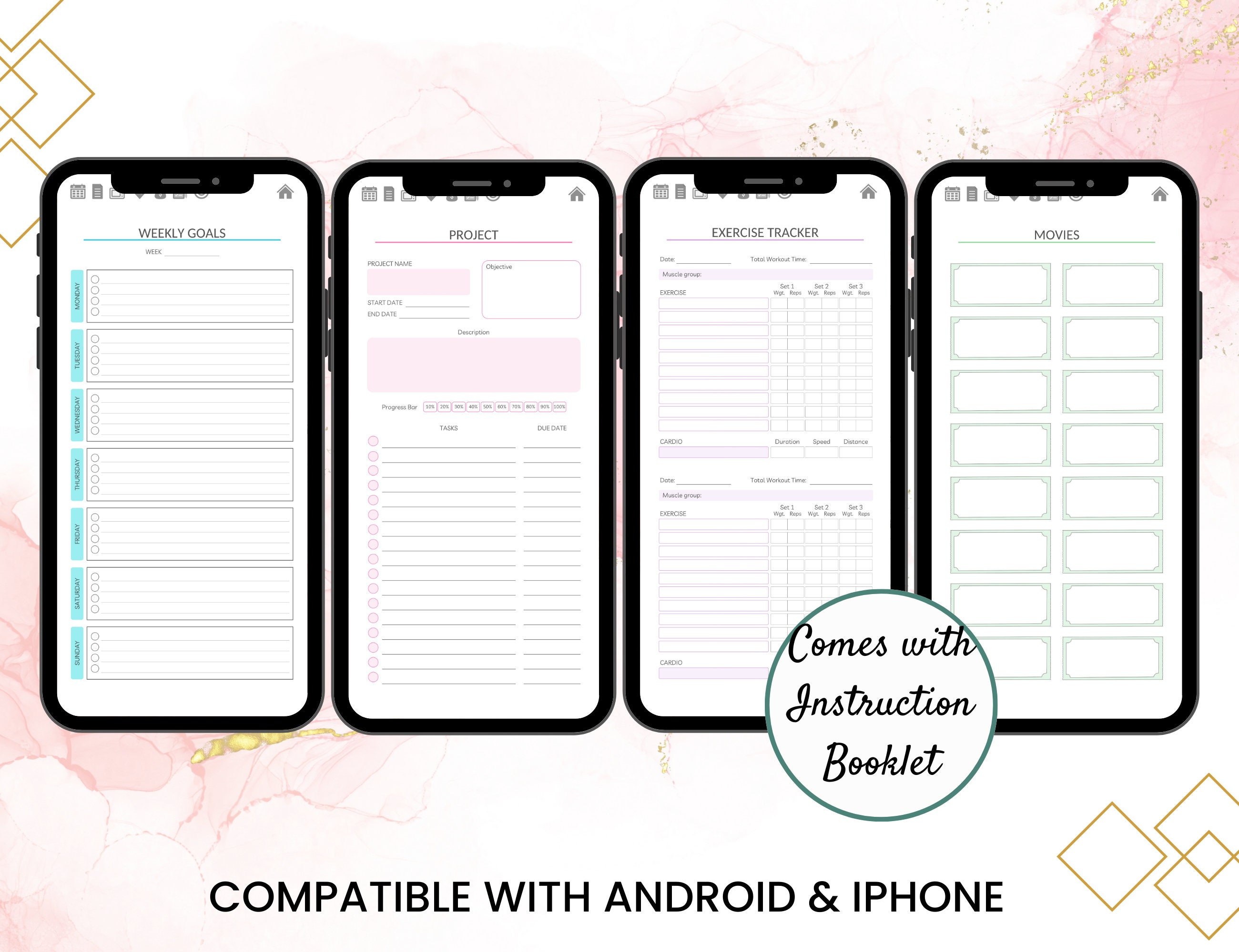 UNDATED Digital Phone Planner Pocket Planner iPhone Android Smartphone ...