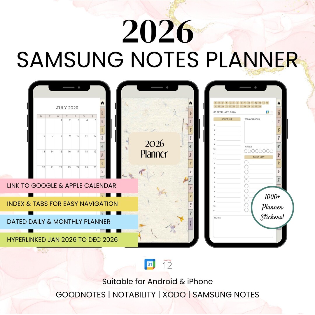 2026 Mobile Smartphone Digital Planner - Monthly, Daily Plan ...