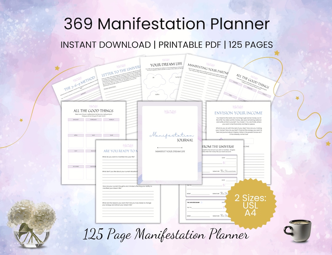 369 Method Manifestation Printable Planner 369 Manifestation Journal ...