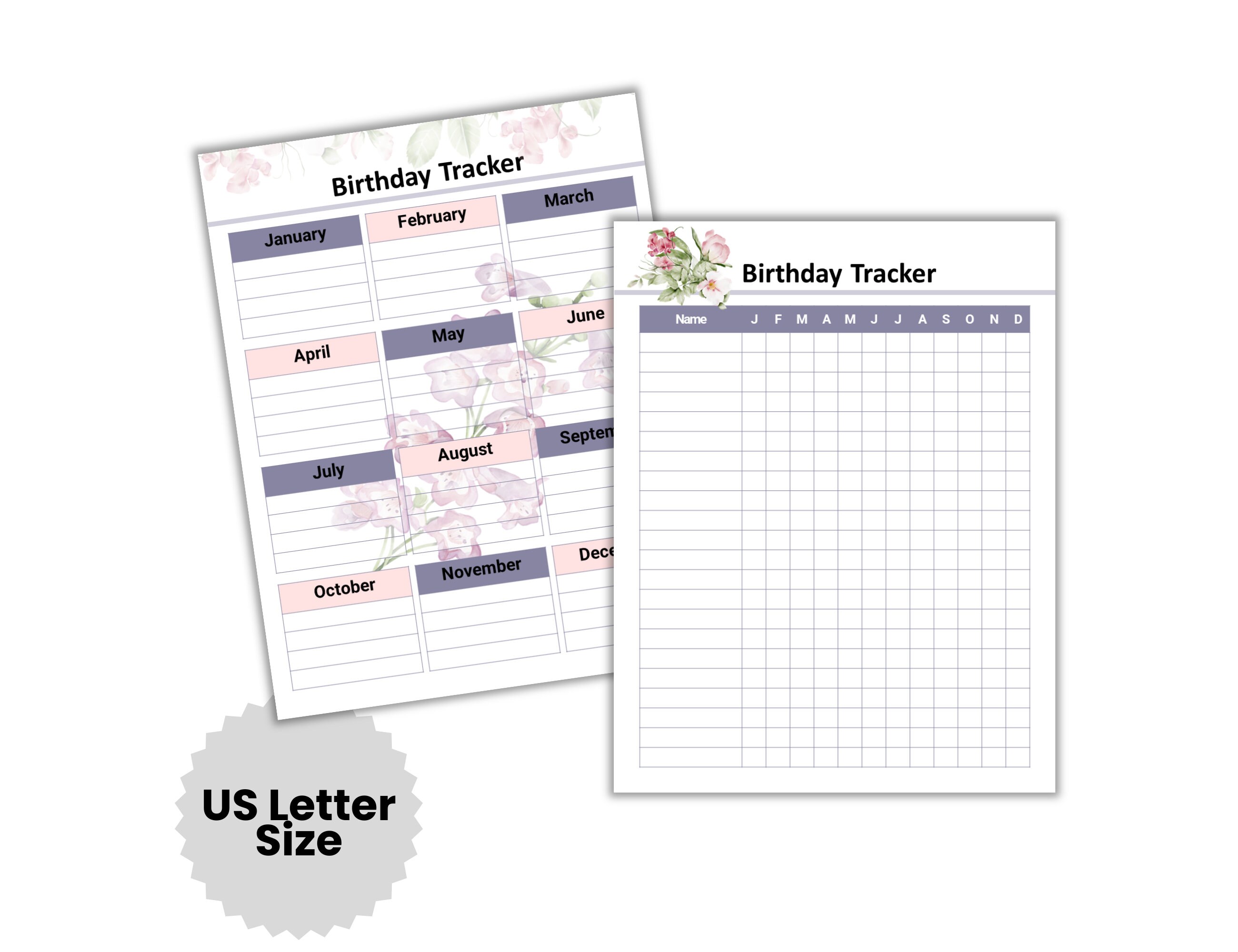 Printable Birthday Tracker, Birthday Planner, Birthday Reminder ...