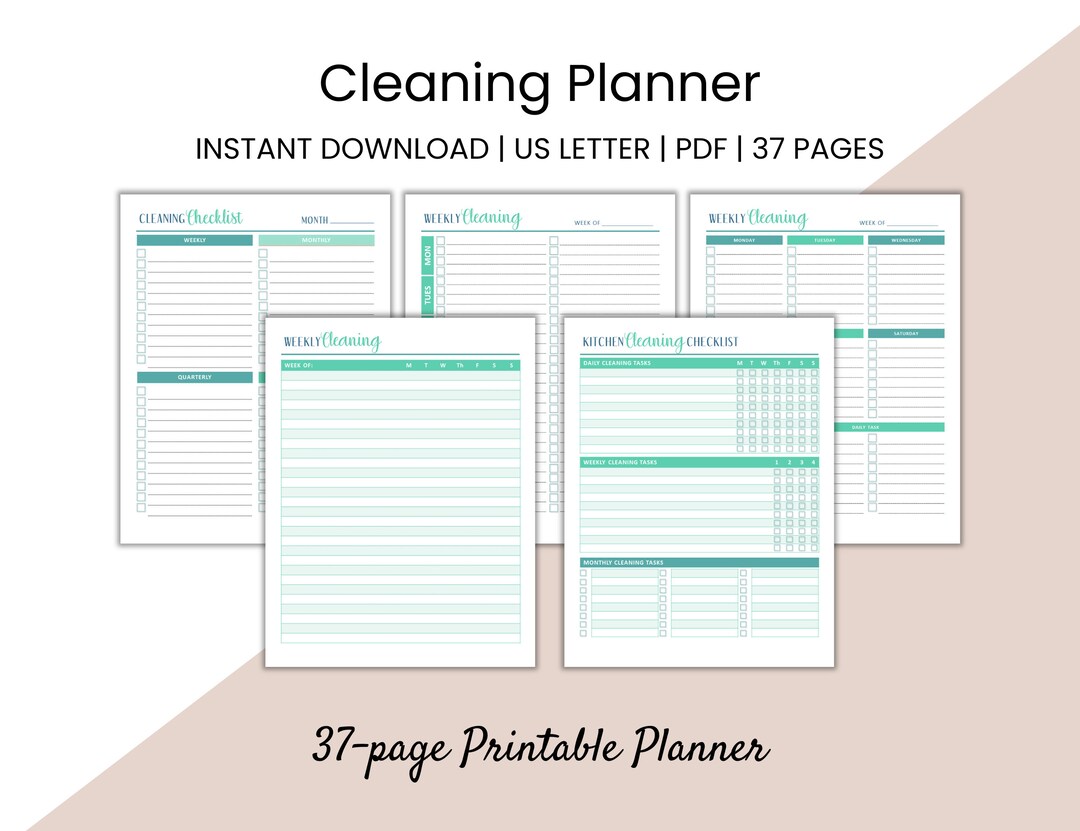 Cleaning Schedule Planner & Tracker | Printable Cleaning Planner ...