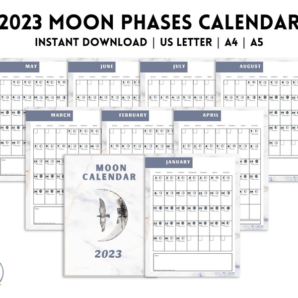 Moon Phases 2023 Printable - Etsy