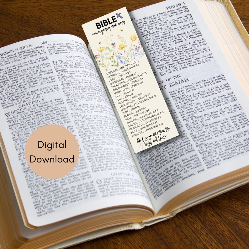 Printable Bible Emergency Numbers Bookmark | Bible Verse Sunday School ...