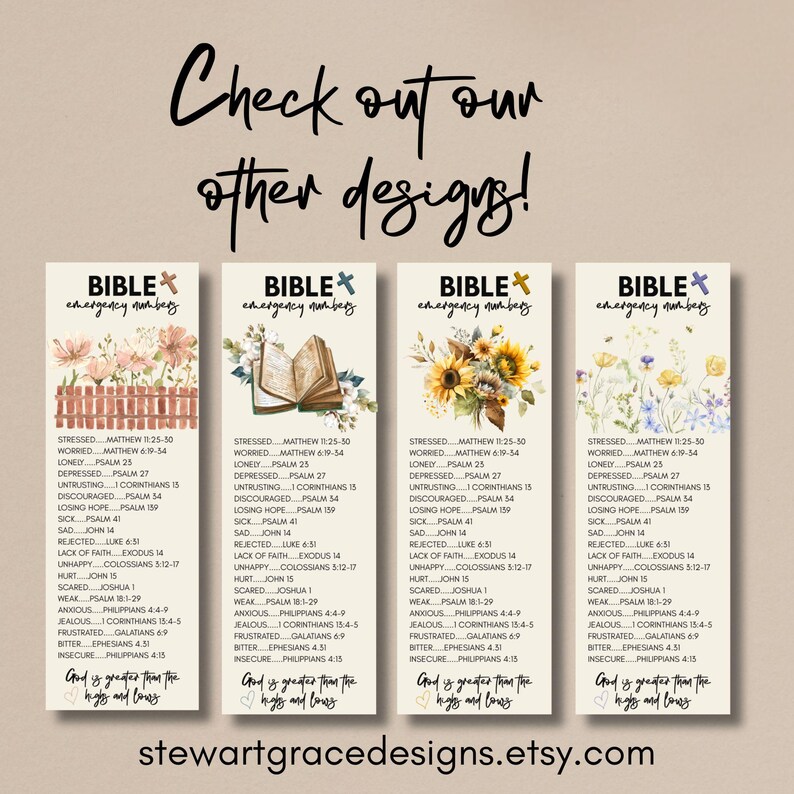 Printable Bible Emergency Numbers Bookmark | Christian Gift | Scripture ...