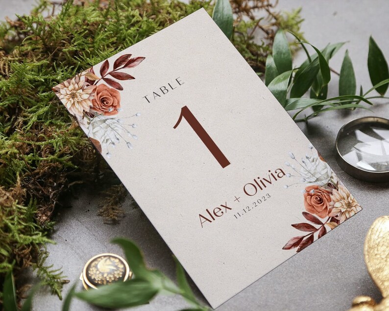 Cute Wedding Table Number Cards Template, Table Numbers Template ...