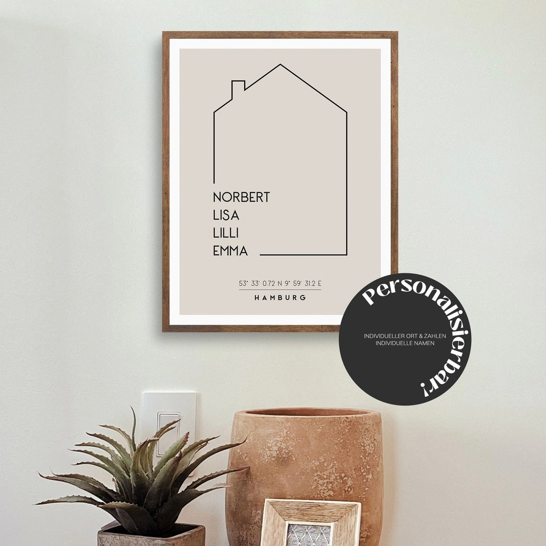 Personalized Family Poster With Name, Location & Coordinates Print ...