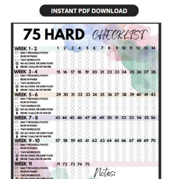 75 Hard Printable - Etsy