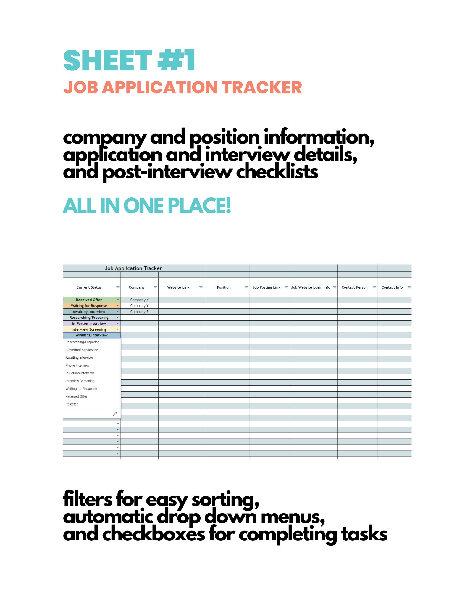 Job Application Tracker With Interview Prep and Job Decision Matrix ...