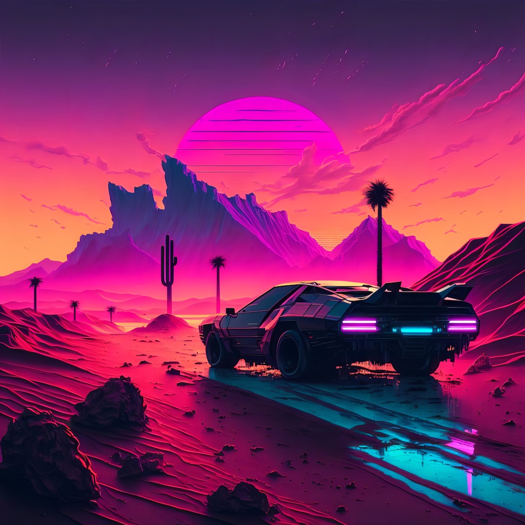 Synthwave Wall Art Download Retrowave Vaporwave 80s - Etsy