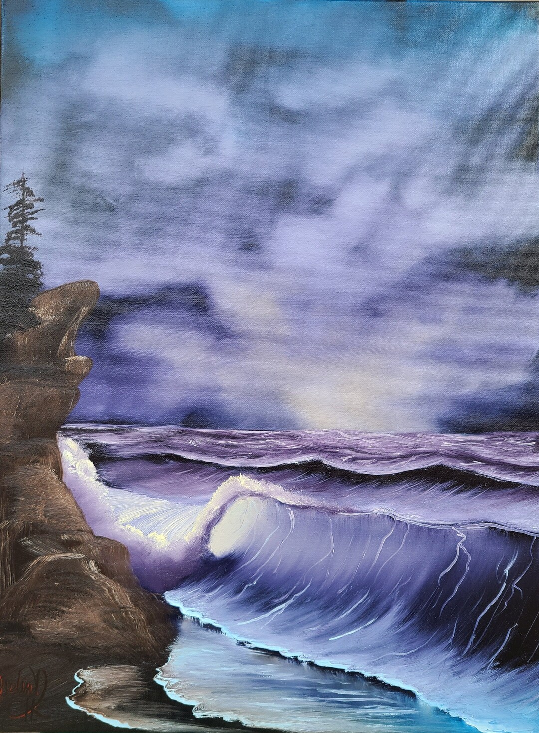 Night Time Ocean Seascape Oil Painting - Etsy