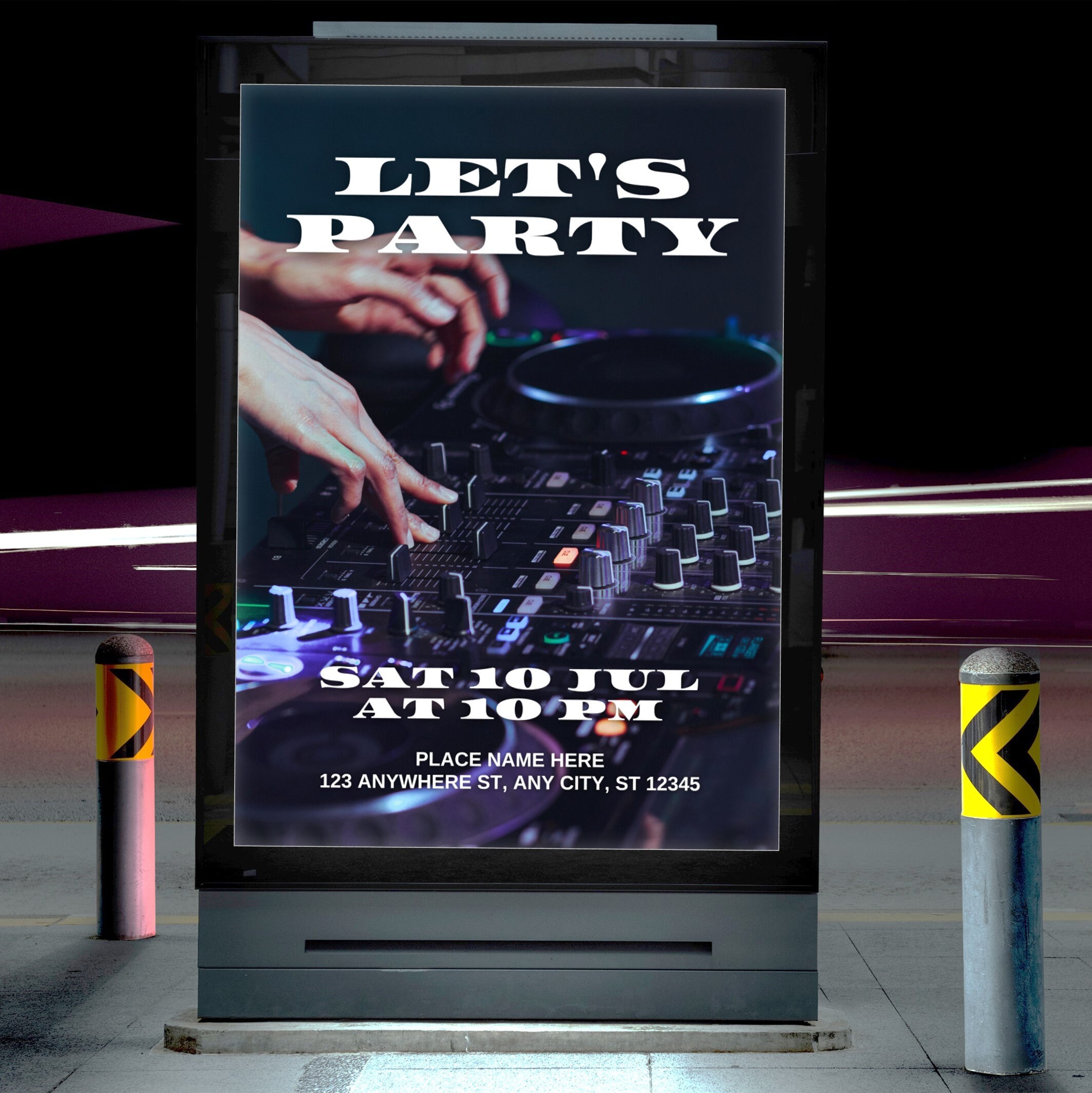 Editable Dance Party Invitation Neon Glow Dance Party Invitation Neon ...