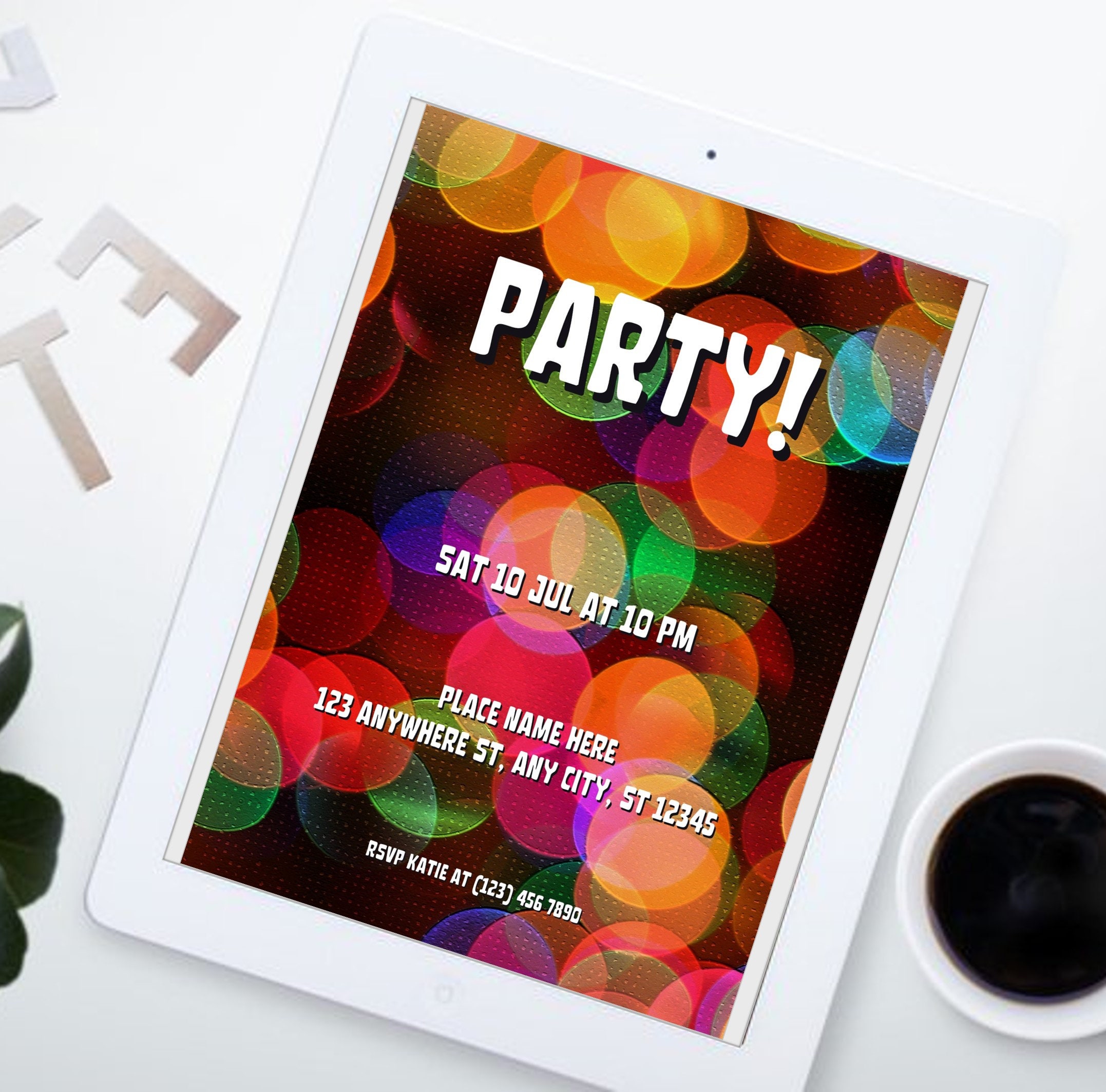 Editable Dance Party Invitation Neon Glow Dance Party Invitation Neon ...