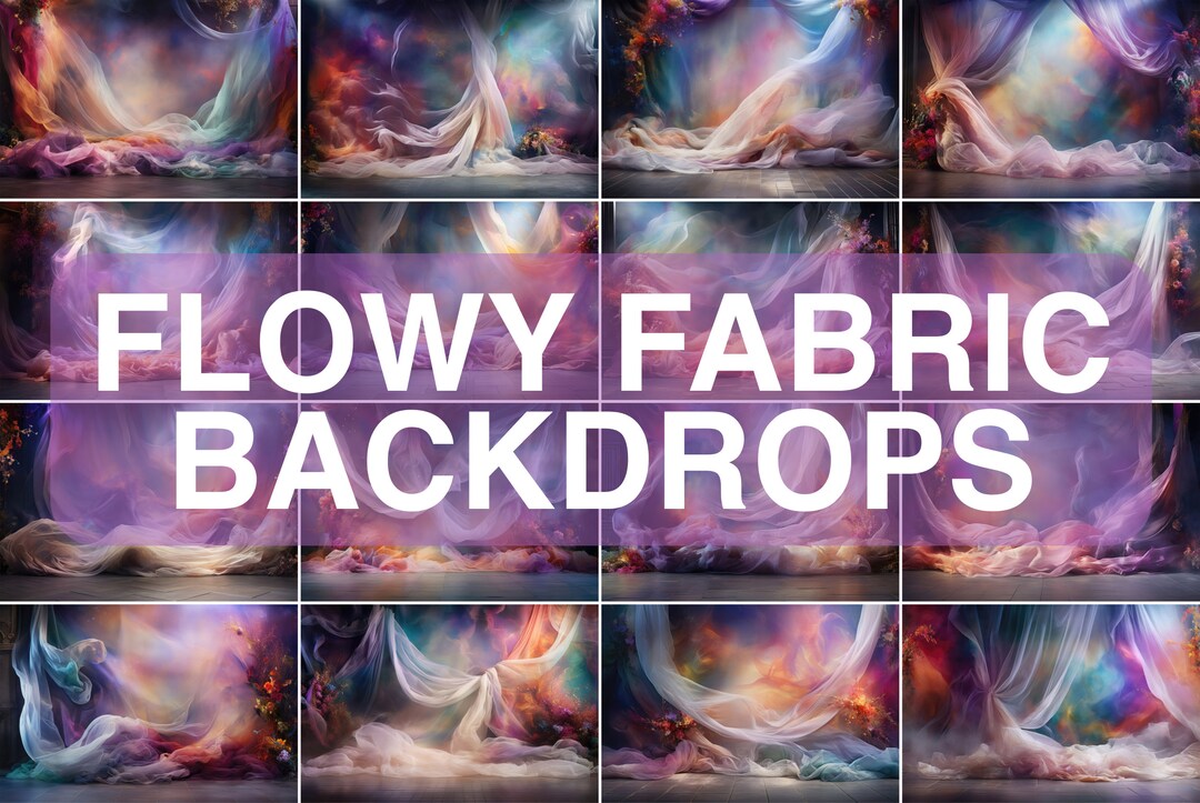 Colorful Flowy Fabric Digital Backdrops, Maternity Backdrop Overlays ...