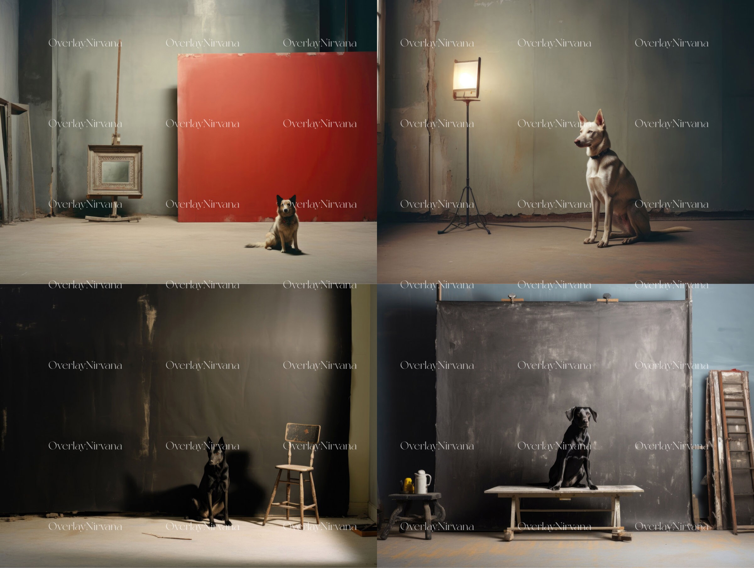 13 Vintage Studio Backdrops With Dogs Photography Background, Portrait ...