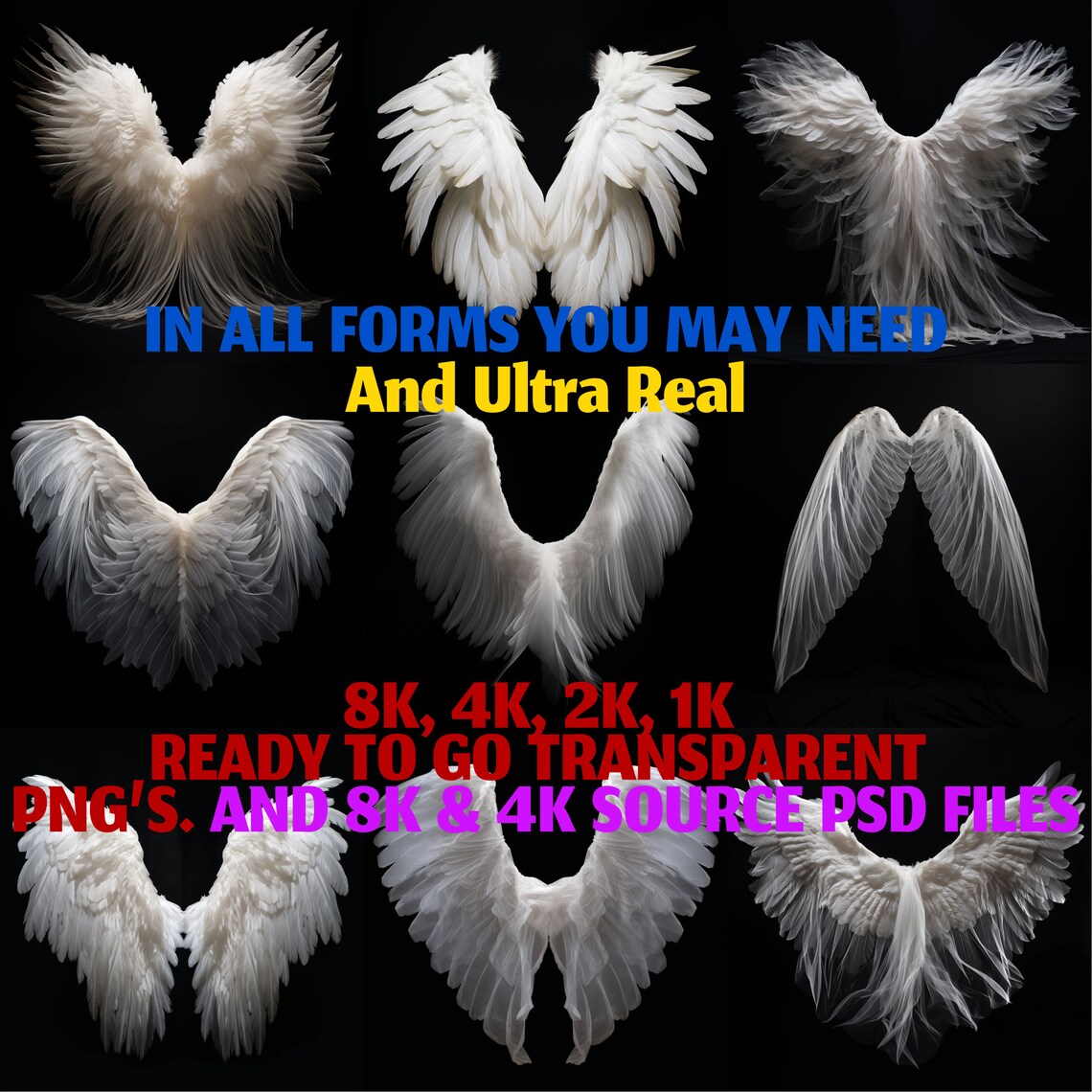 White Angel Wings Digital Overlays PSD & PNG, Maternity Backdrop ...