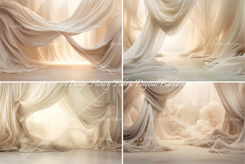 19 Beige Flowy Fabric Digital Backdrops Maternity Backdrop - Etsy