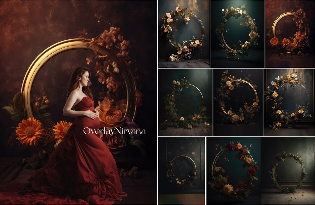 Floral Ring Backdrop Overlays - Bridal Digital Backdrop - Maternity ...