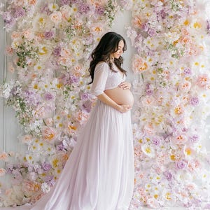 64 Premium Maternity Studio Overlays: Backlit Floral Backdrop, Digital ...