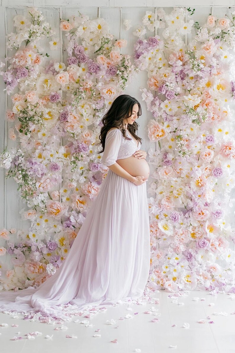64 Premium Maternity Studio Overlays: Backlit Floral Backdrop, Digital ...