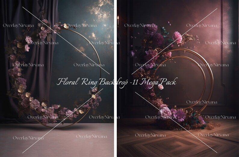 Floral Ring Backdrop Overlays Bridal Digital Backdrop - Etsy