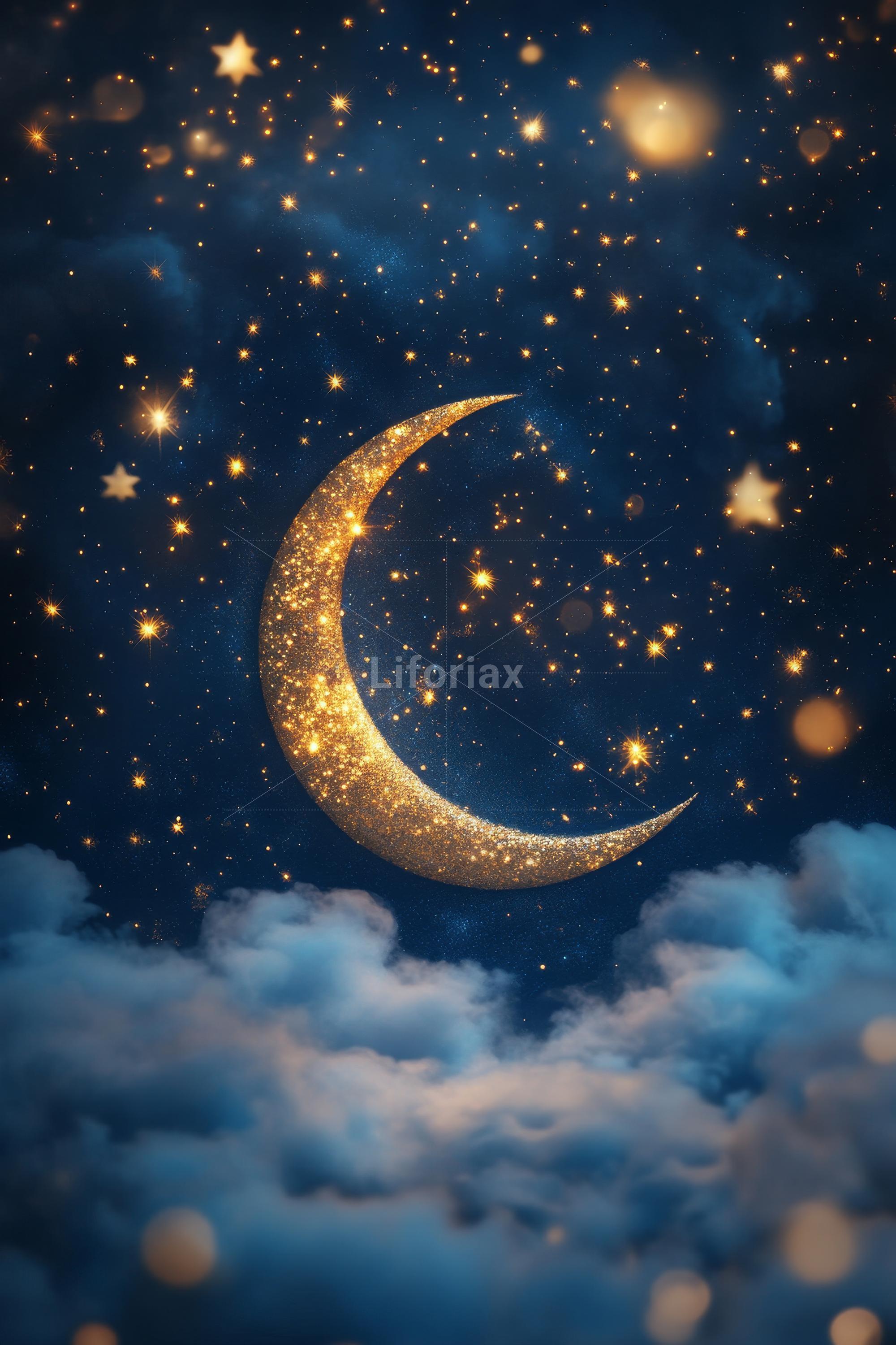 9 Digital Newborn Backdrop, Moon Stars Newborn Digital Background ...