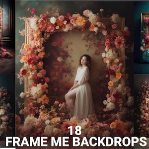 18 Frame Me Floral Digital Backdrops, Maternity Backdrop Overlays, Fine ...