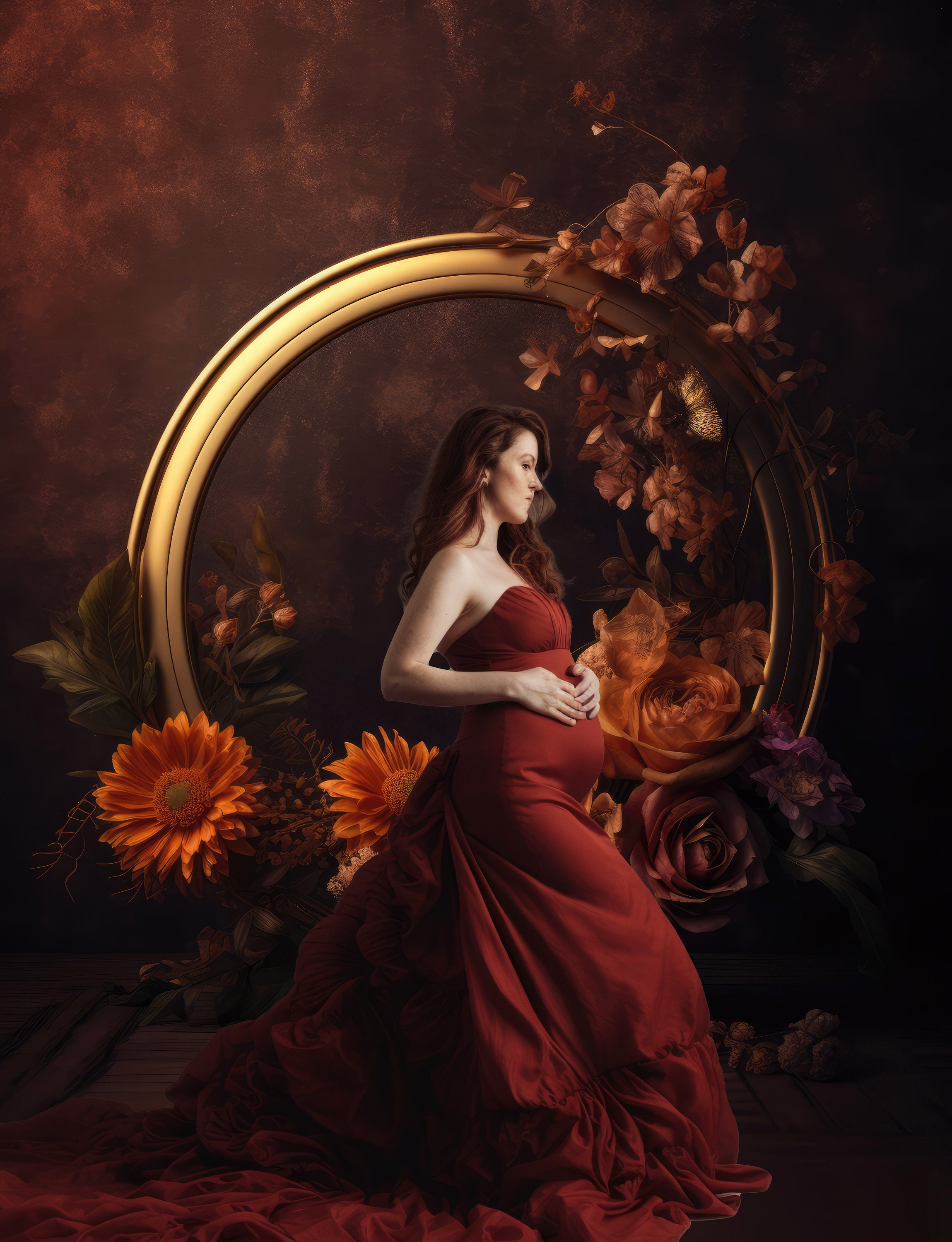 Floral Ring Backdrop Overlays Bridal Digital Backdrop - Etsy