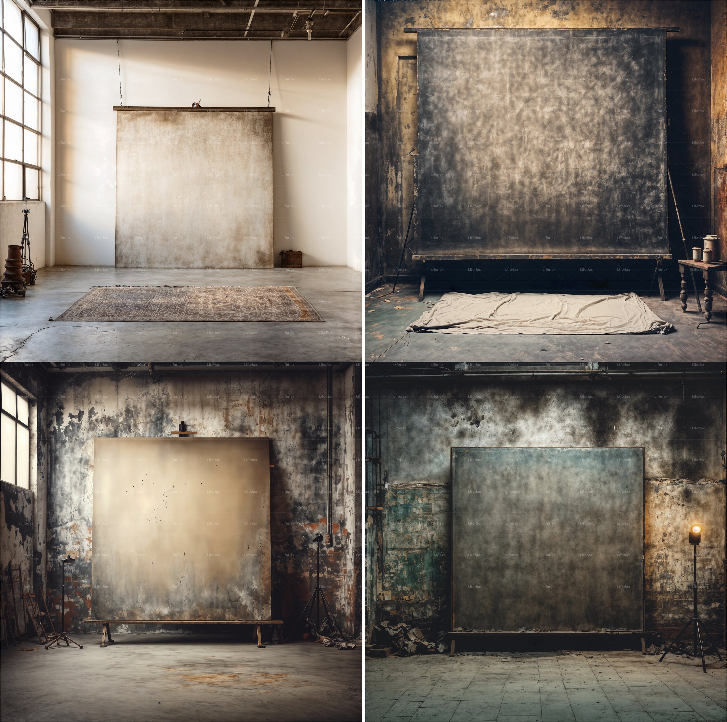 Composite Old Master Photography Studio Background, Vertical Portrait ...