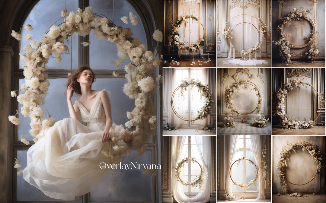 11 Floral Ring Backdrop Overlays, Maternity Overlays for Photoshop ...