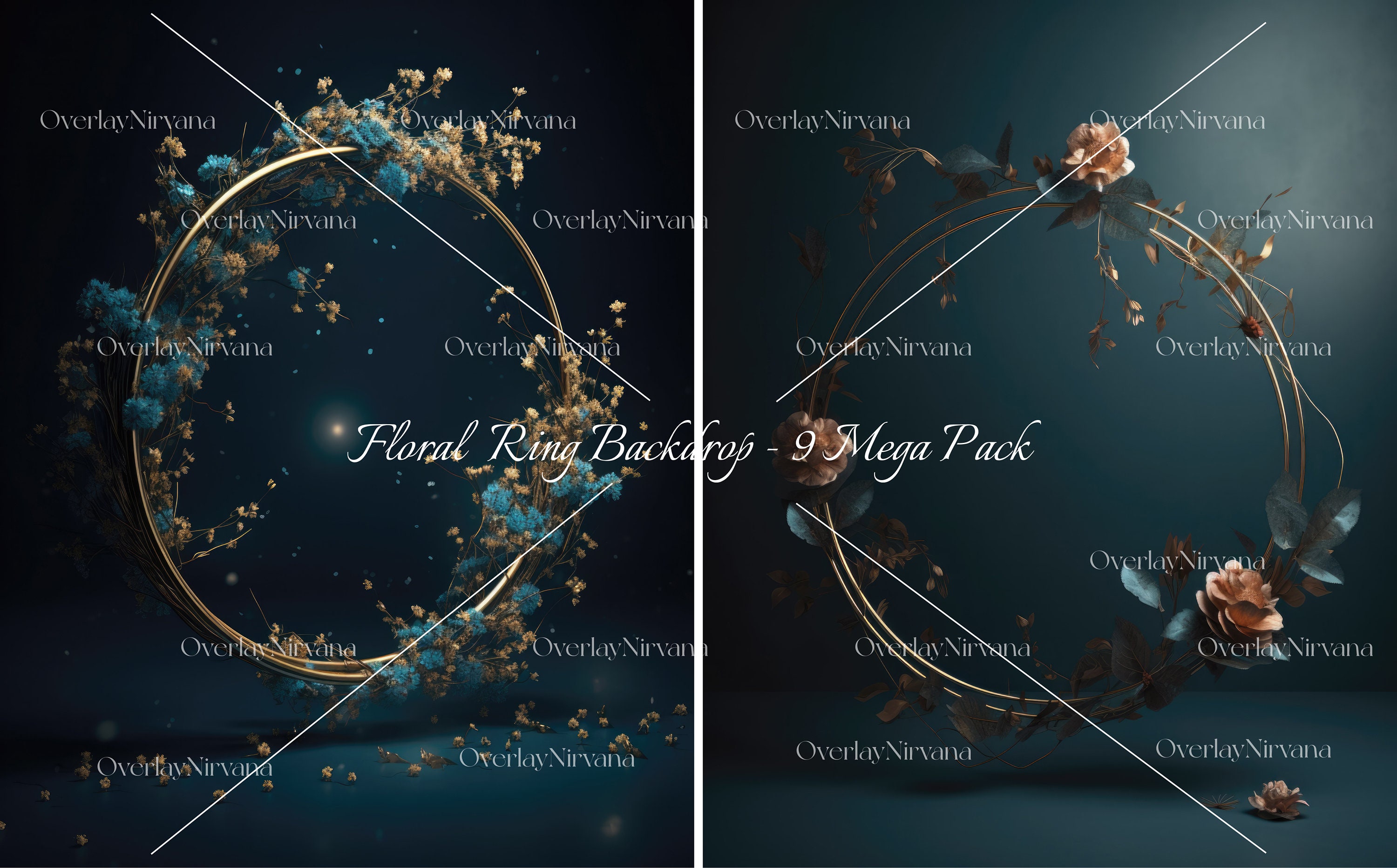 Floral Ring Backdrop Overlays Bridal Digital Backdrop Maternity ...