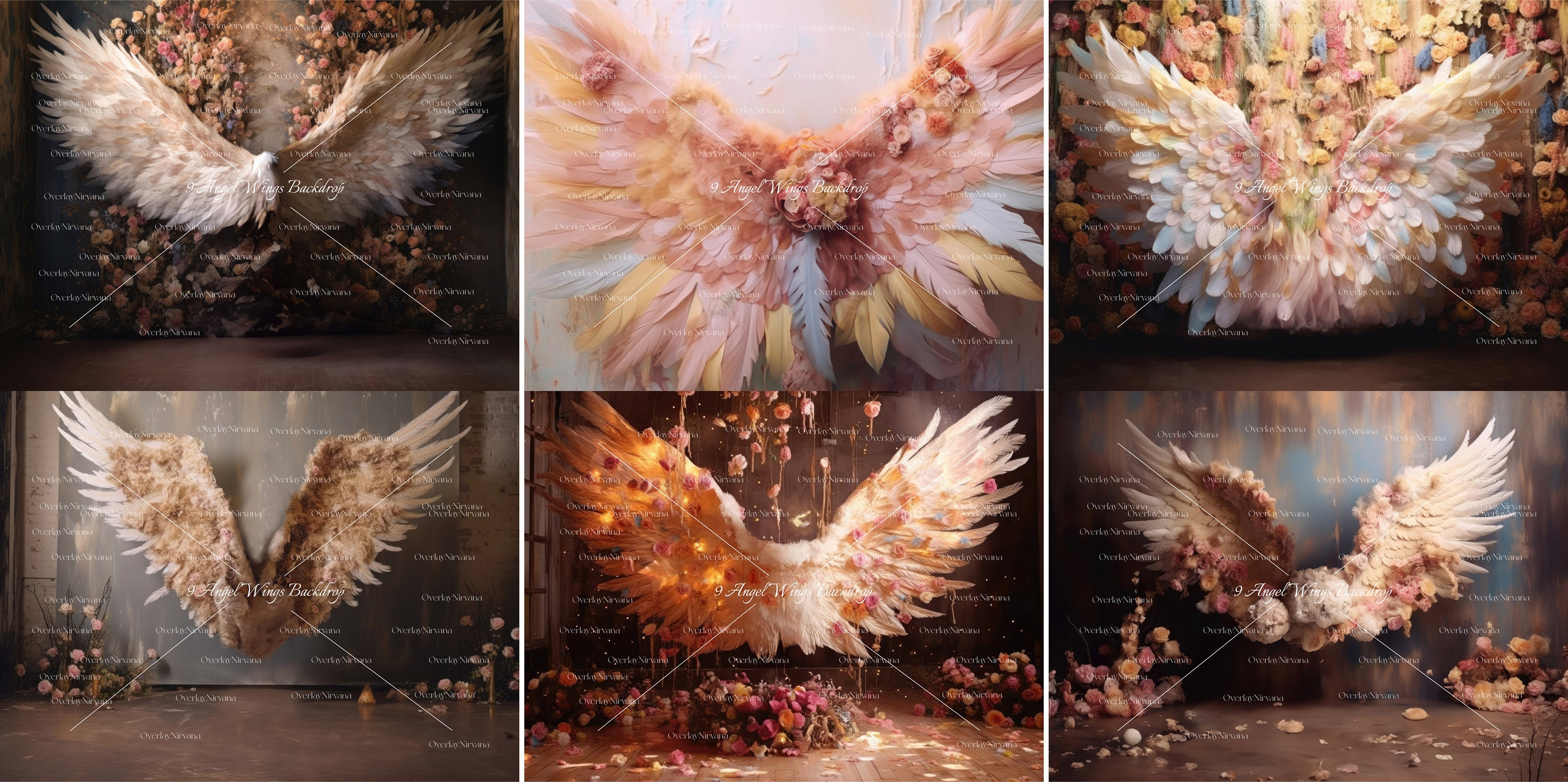 9 X Magic Angel Wings Digital Backgrounds, Fairy Wings, Digital ...