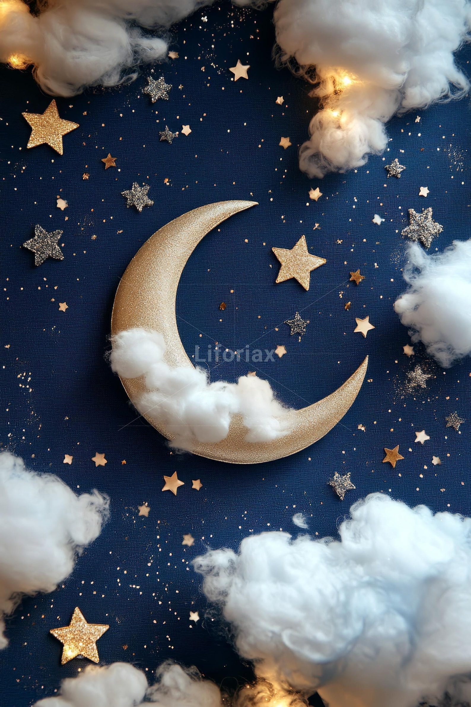 9 Digital Newborn Backdrop, Moon Stars Newborn Digital Background ...