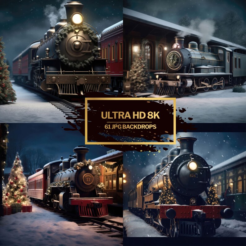 61 Polar Express Christmas Digital Backdrops for Kids Portrait ...