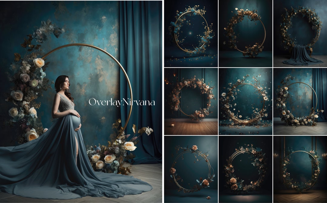 Floral Ring Backdrop Overlays - Bridal Digital Backdrop - Maternity ...