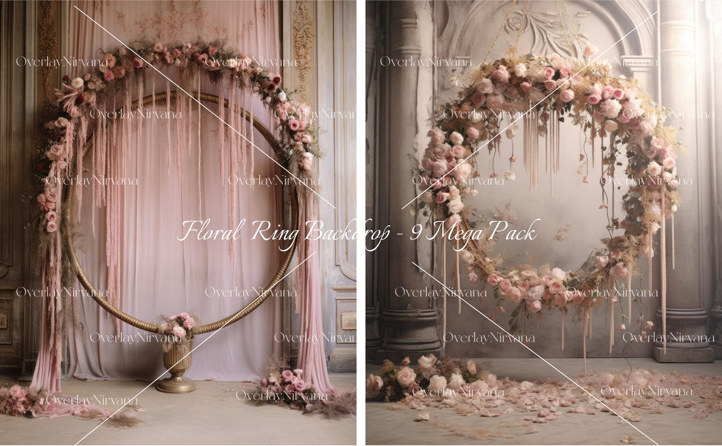Floral Ring Backdrop Overlays - Bridal Digital Backdrop - Maternity ...