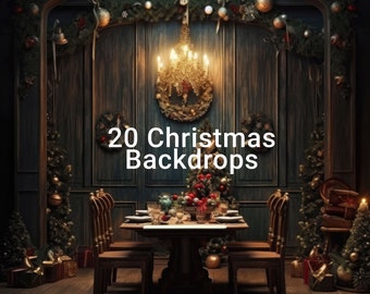 Christmas Digital Backdrop: Festive Holiday Background for Photoshop ...