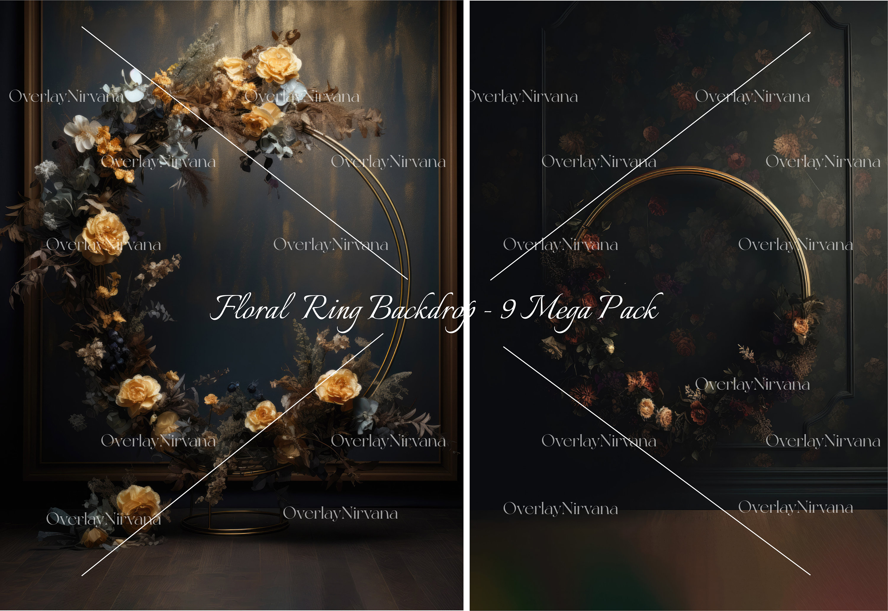 Floral Ring Backdrop Overlays Bridal Digital Backdrop - Etsy