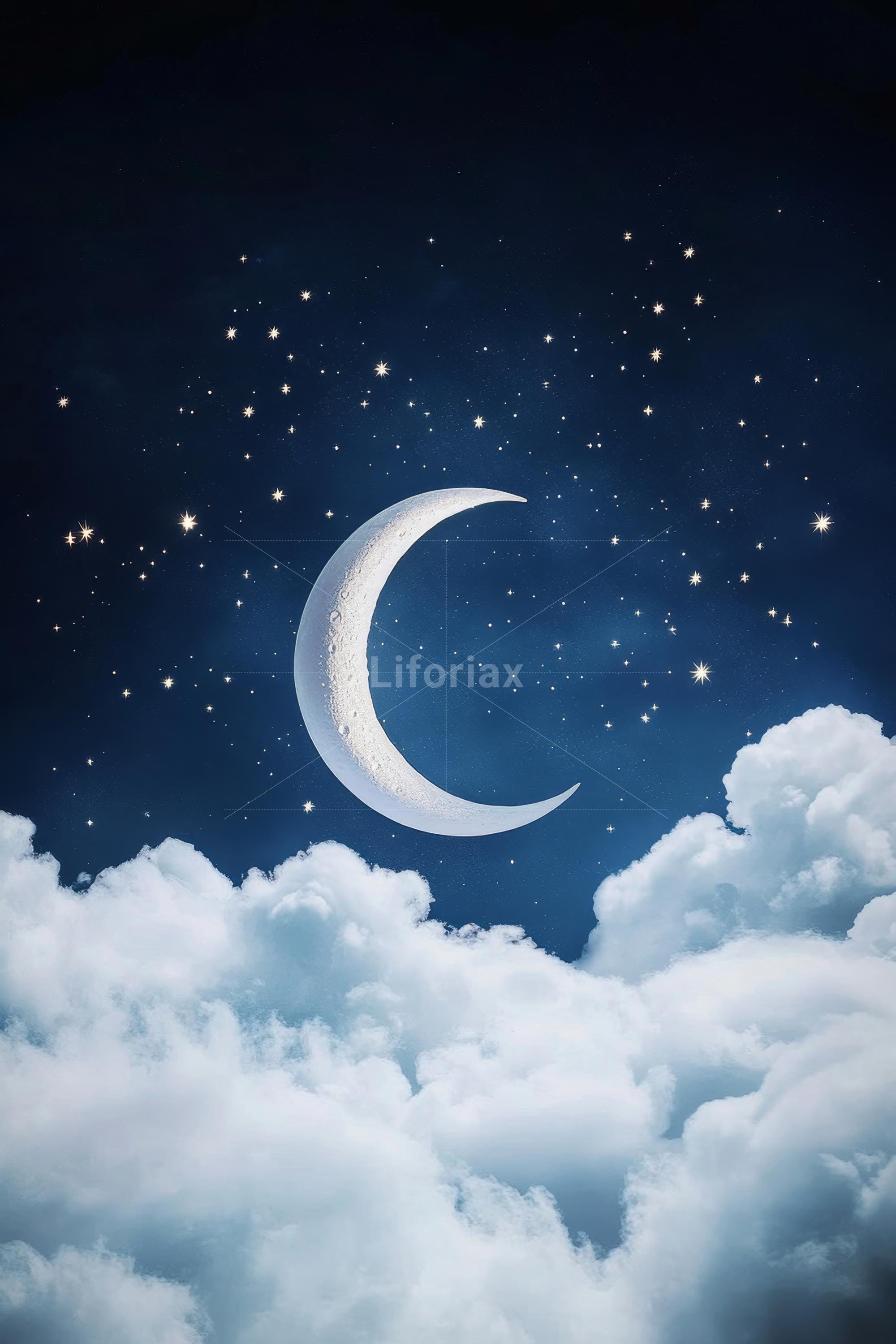 9 Digital Newborn Backdrop, Moon Stars Newborn Digital Background ...